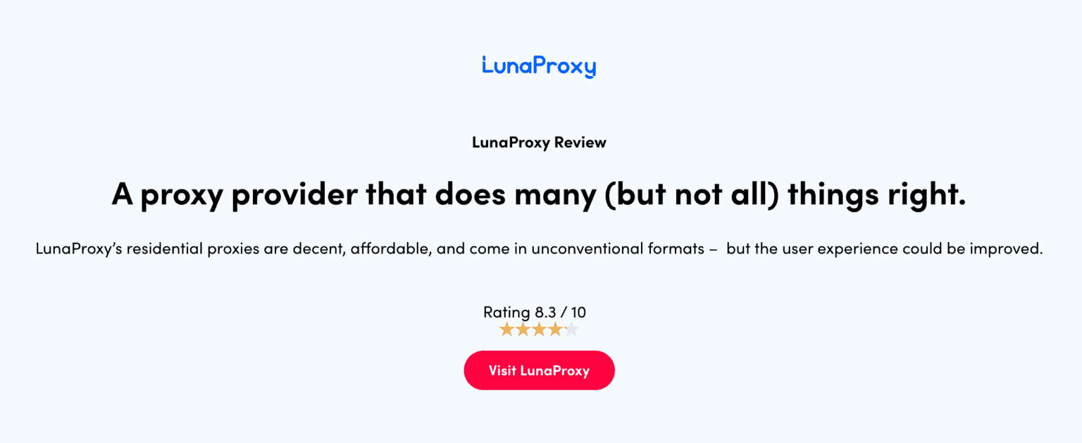 New Review: LunaProxy - Proxyway
